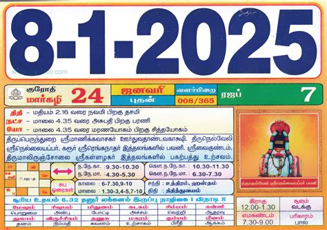 Tamil Daily Calendar 2025 Tamil Calendar 2025 Nalla Neram தமிழ்
