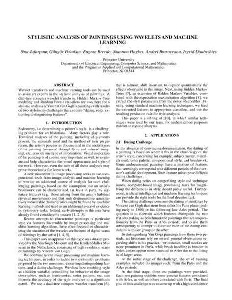 Stylistic Analysis Of Paintings Using Wavelets And Machine Learning