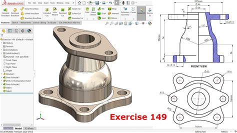 Solidworks Tutorial Exercise 149 Revolved Boss Extrude Hole Fillet