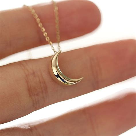 9k Solid Gold Moon Pendant Necklace Minimalistic T For Her Elegant