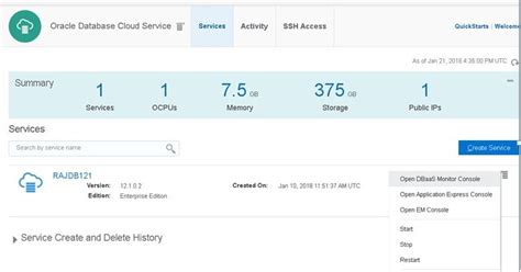 Oracle Dba Quick Notes Oracle Cloud Dbaas Monitor Console Overview
