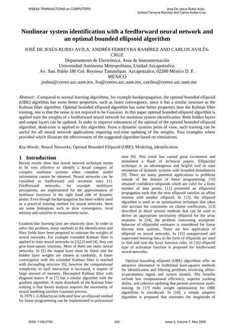 pdf nonlinear system identification with a feedforward neural