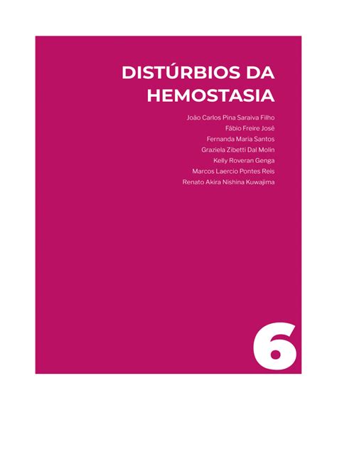 Distúrbios Da Hemostasia Capítulo De Livro Pdf Hemostasia