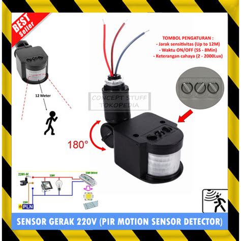 Jual SAKLAR LAMPU OTOMATIS PIR MOTION DETECTOR SENSOR GERAK DETECTOR V Jakarta Utara
