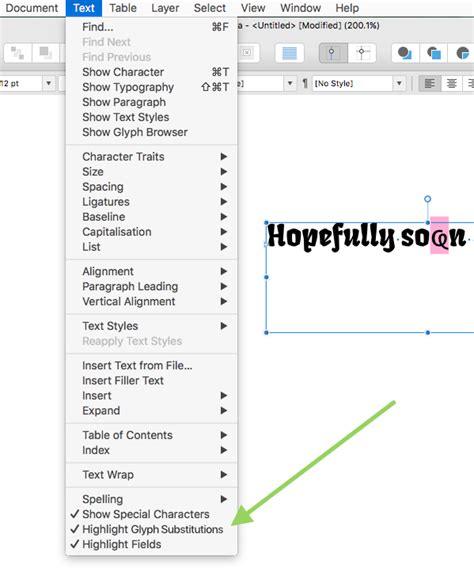 Glyph Substitutions Must Be Highlighted Feedback For Affinity