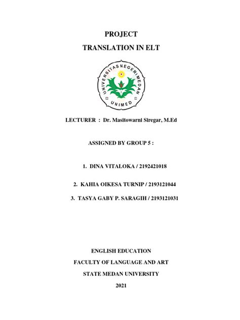 Project Translation In Elt Group 5 Pdf Translations Semantics