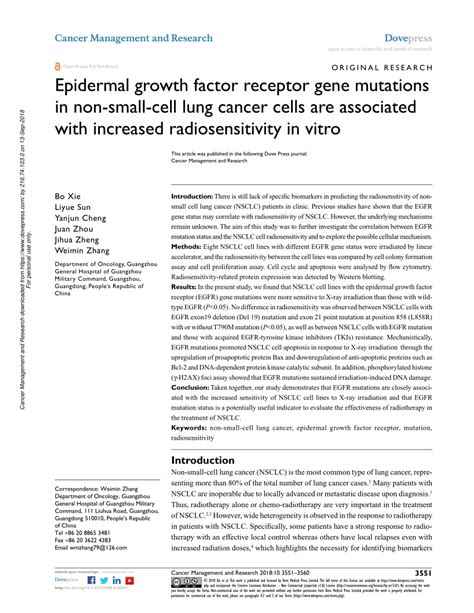 Pdf Epidermal Growth Factor Receptor Gene Mutations In Non Small Cell Lung Cancer Cells Are
