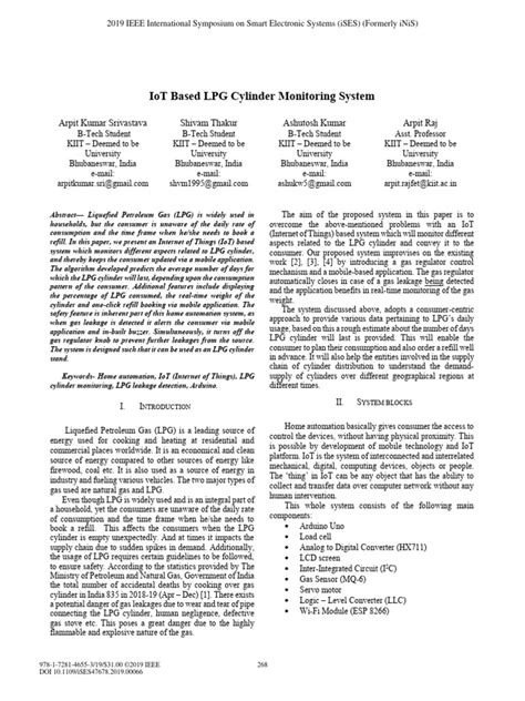 Iot Based Lpg Cylinder Monitoring System Pdf