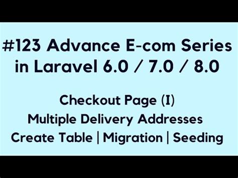 Learn 123 Laravel 8 E Commerce Checkout Page I Multiple Delivery