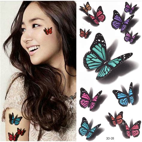 Butterfly 3d Waterproof Temporary Tattoo Sticker For Women Girls Body