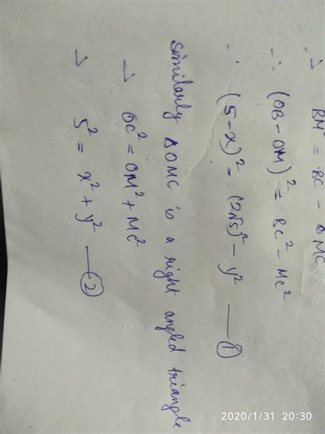 In The Given Figure O Is The Centre Of The Circle Oc Cm And Ab Bc Cm Find The
