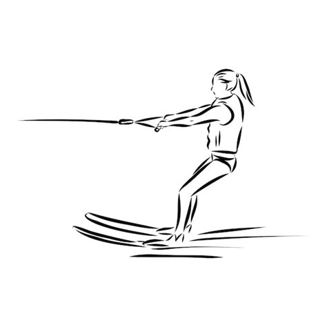 Premium Vector Water Ski Girl Vector Sketch Illustration