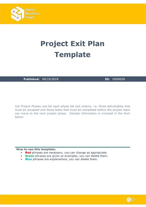 Project Exit Plan Template Etsy UK Project Exit Plan Template Etsy UK