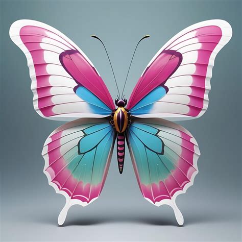Pink And White Butterfly In Animation Style Premium Ai Generated Image