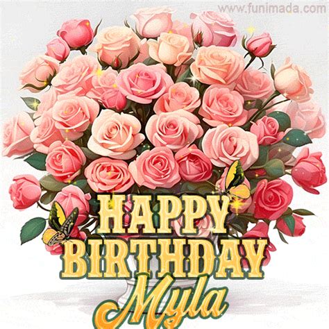 Happy Birthday Myla Elegant Animation With Flowers Download On