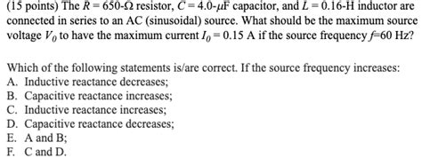 Solved 15 Points The R 650 2 Resistor C 4 0 4f