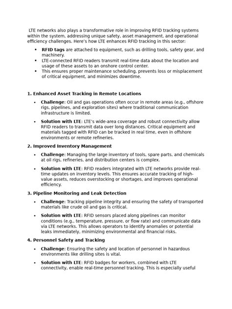 Lte Networks Also Plays A Transformative Role In Improving Rfid Tracking Systems Within The