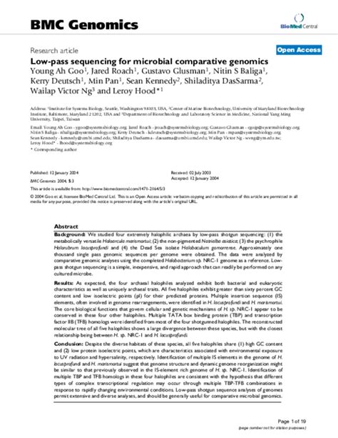 Pdf Low Pass Sequencing For Microbial Comparative Genomics