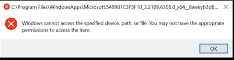 windows cannot access the specified device path or file