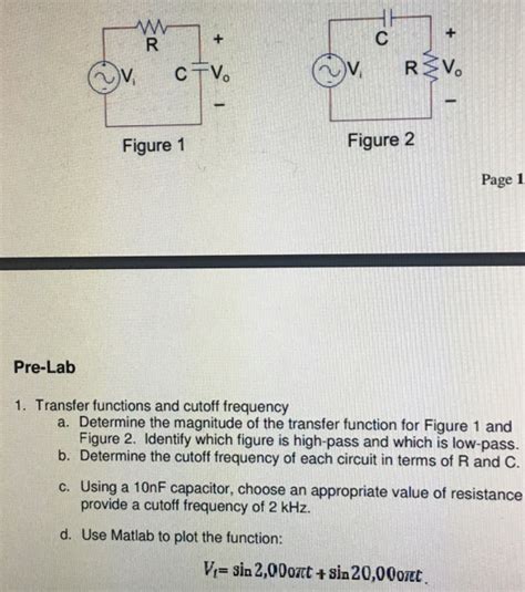 Solved Transfer Functions And Cutoff Frequency A Determine