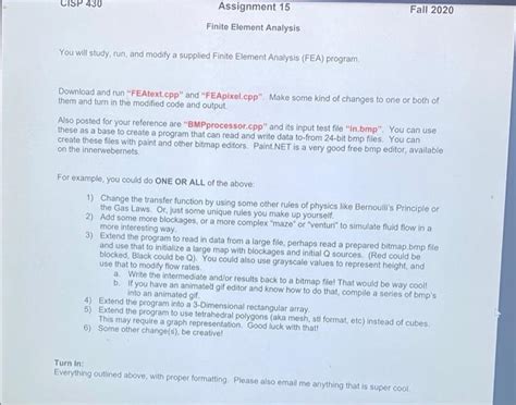 Solved Fall 2020 Cisp 430 Assignment 15 Finite Element