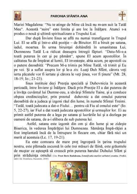 Buletinul parohial nr la Praznicul Înălțării Domnului nostru Iisus Hristos Parohia