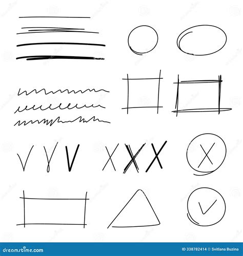 Underline Highlight Frame Mark And Strikethrough Lines Drawn With A Marker Or Pen Stock