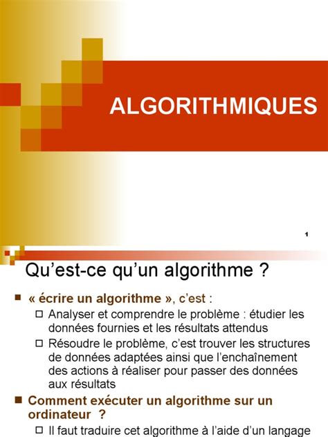 Cours Les Algorithmes Pdf Variable Informatique Langage De