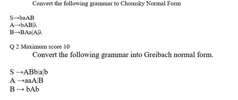 Solved Convert The Following Grammar To Chomsky Normal Form Chegg