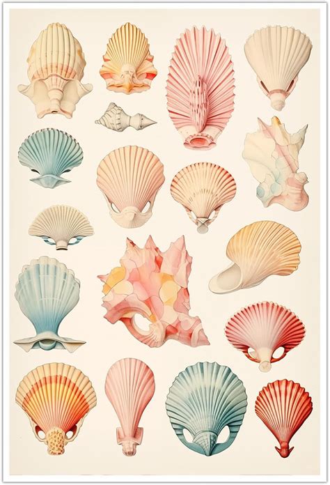 Aatoeax Pink Shell Wall Art Coastal Cowgirl Aesthetic Posters Seashell