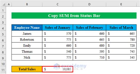 How To Copy The Sum From The Status Bar In Excel 3 Steps