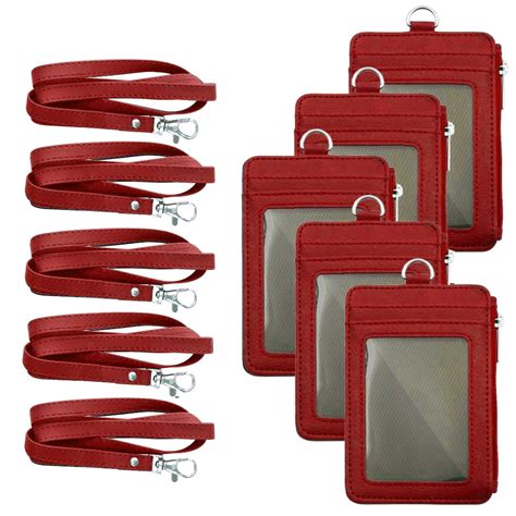 Gogo Professional Id Badge Holder With Zip 2 Sided Vertical Style Pu