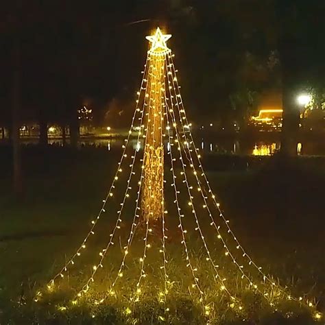 AISEO Star Lamp String Waterfall Lamp Courtyard Outdoor Camping Garden