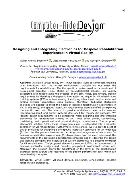 Pdf Designing And Integrating Electronics For Bespoke Rehabilitation