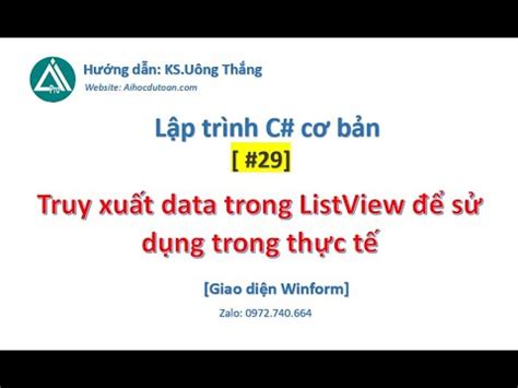 29 Tuy xuất data từ ListView bằng SelectedIndexChanged trong C YouTube