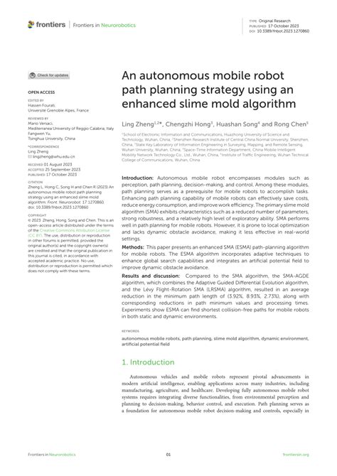Pdf An Autonomous Mobile Robot Path Planning Strategy Using An