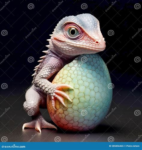 Cracking Opal Scaled Dragon Egg Egg Shaped Cute Generative Ai Stock