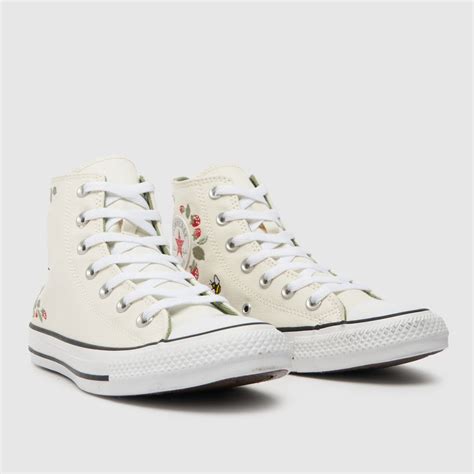 Womens White Green Converse All Star Hi Bees And Berries Trainers Schuh