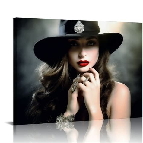 Nawypu Womens Red Lips Sexy Poster Modern Canvas Wall Art Decor