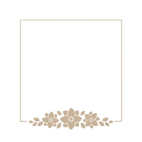Floral Beige Square Frame Botanical Boho Border Vector Illustration