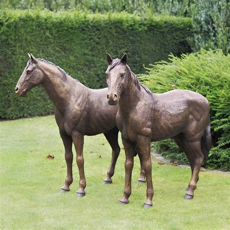 Statues Couple de Chevaux Bronze Sculptures Animalières