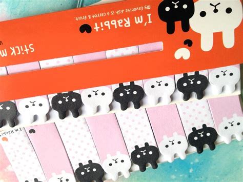 Rabbit Sticky Note White Rabbit Black Rabbit Sticky Memo Etsy