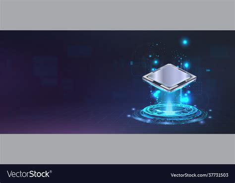 Presentation Microchip Processor With Lights Vector Image