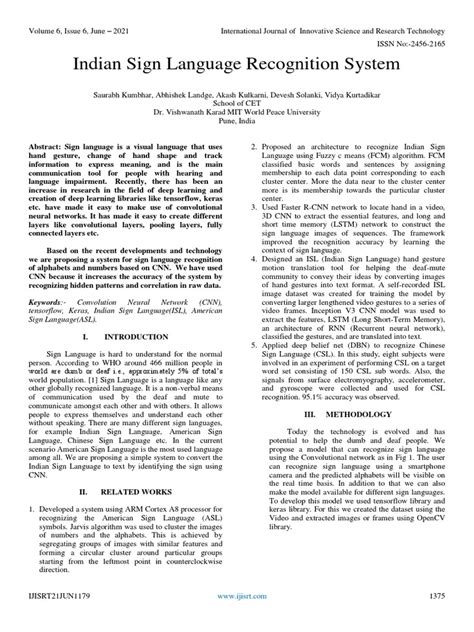 indian sign language recognition system pdf sign language deep
