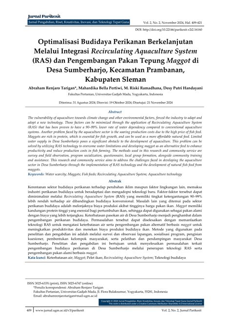 (PDF) Optimalisasi Budidaya Perikanan Berkelanjutan Melalui Integrasi ...