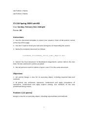 CS116 Lab 01 Answer Key Pdf Lab Partner 1 Name Lab Partner 2 Name CS