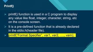 Input Output Function In C Programing Language Pptx Programming Languages Computing