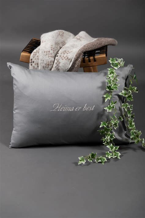 Lín Design Heima Er Best Koddaver úr Pima Bómull Með Texta Lín Design