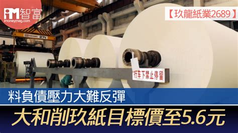 玖龍紙業2689料負債壓力大難反彈 大和削玖紙目標價至5 6元