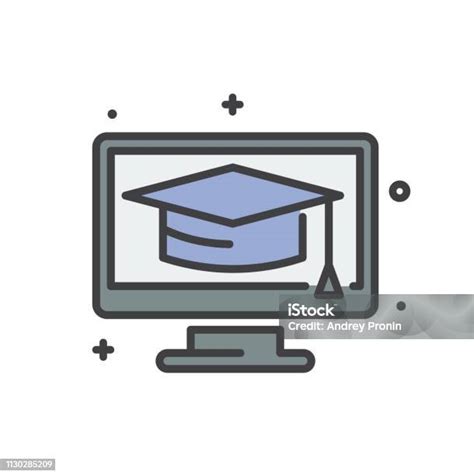 Elearning Ligne Icône Sur Fond Blanc Pour Le Graphisme Et Webdesign